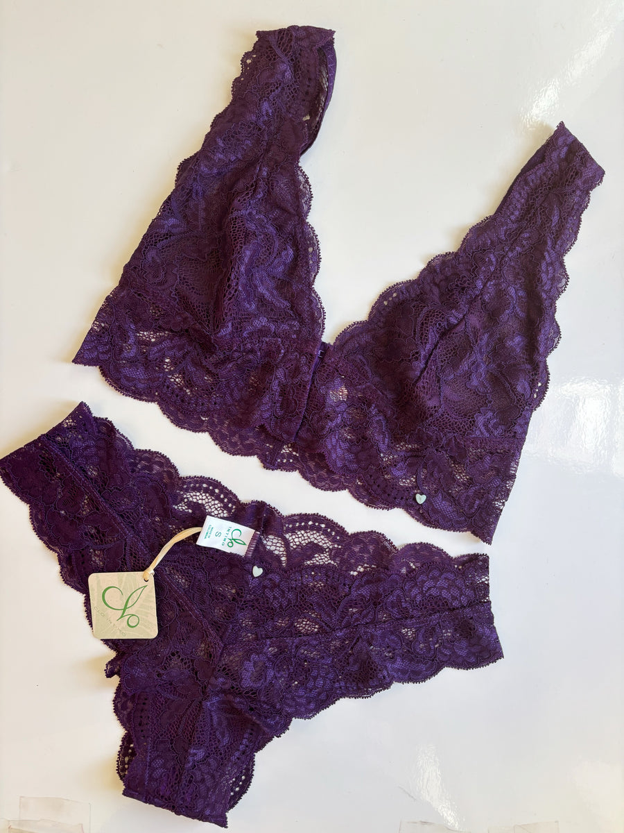 Clo Intimo Fortuna Lace Cheeky Thong - Plum Purple – Filly Rose